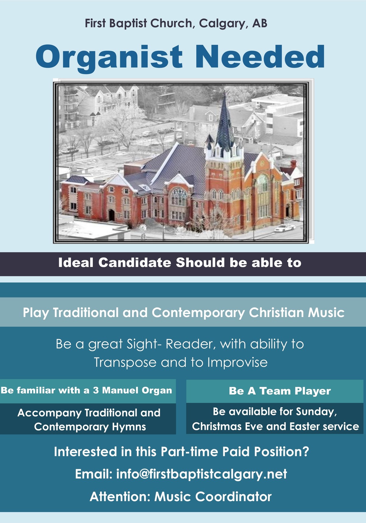 Organist Needed | First Baptist Church